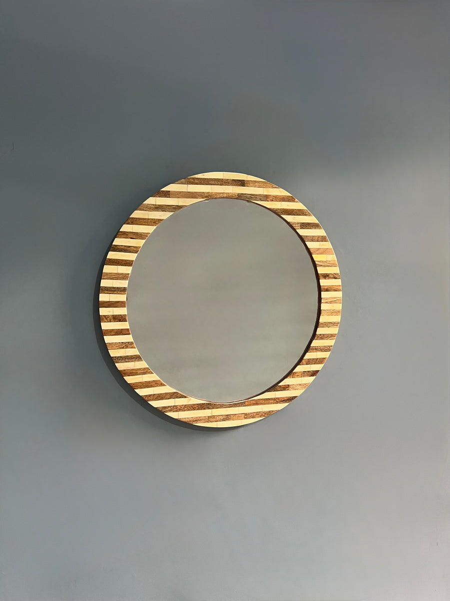 Striped Wood Round Wall Mirror – Bangalore Hunts