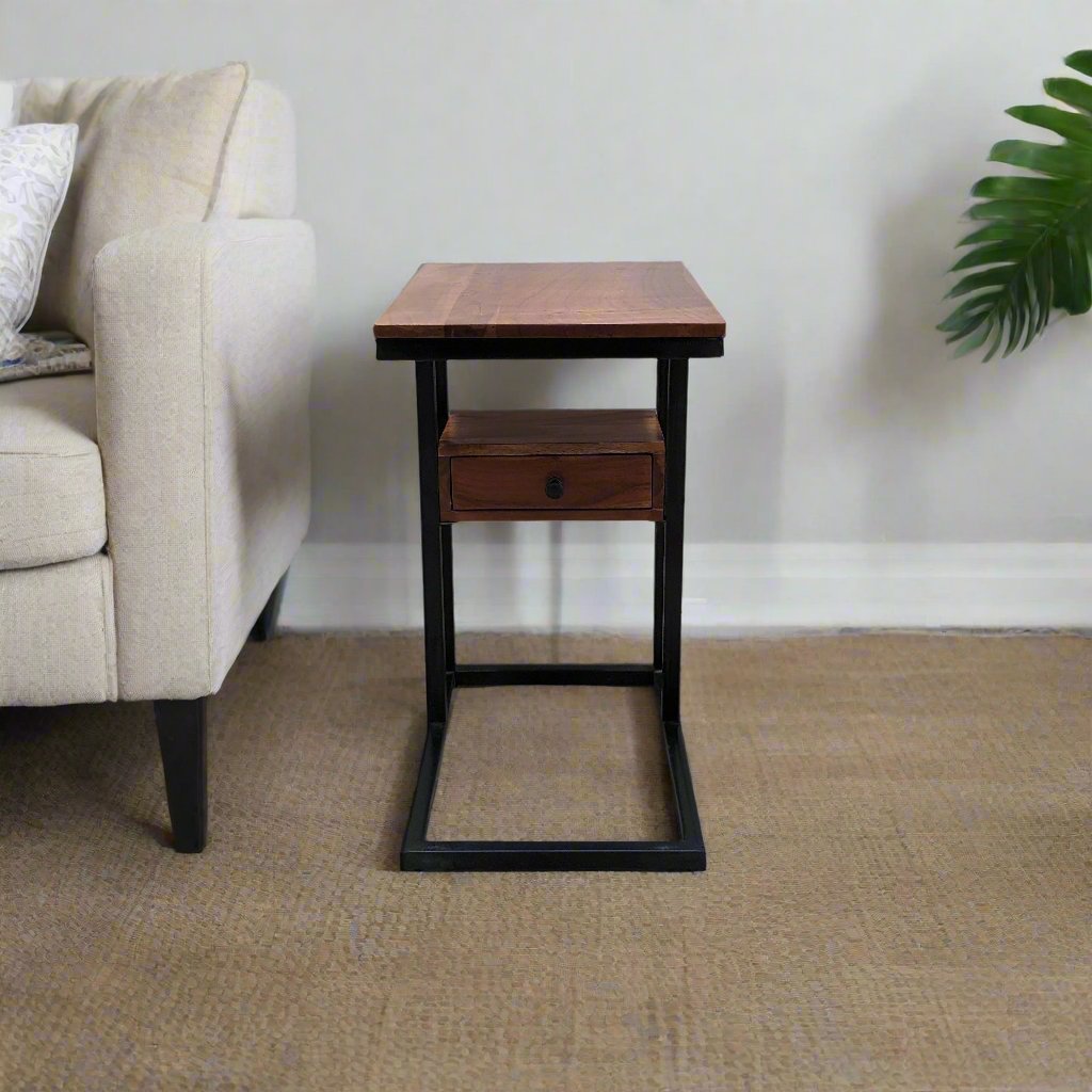 Wood and Metal Side Table